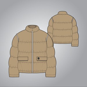 Digital Puffer Jacket Vector Mockup Design Tech Pack Cad File - Etsy