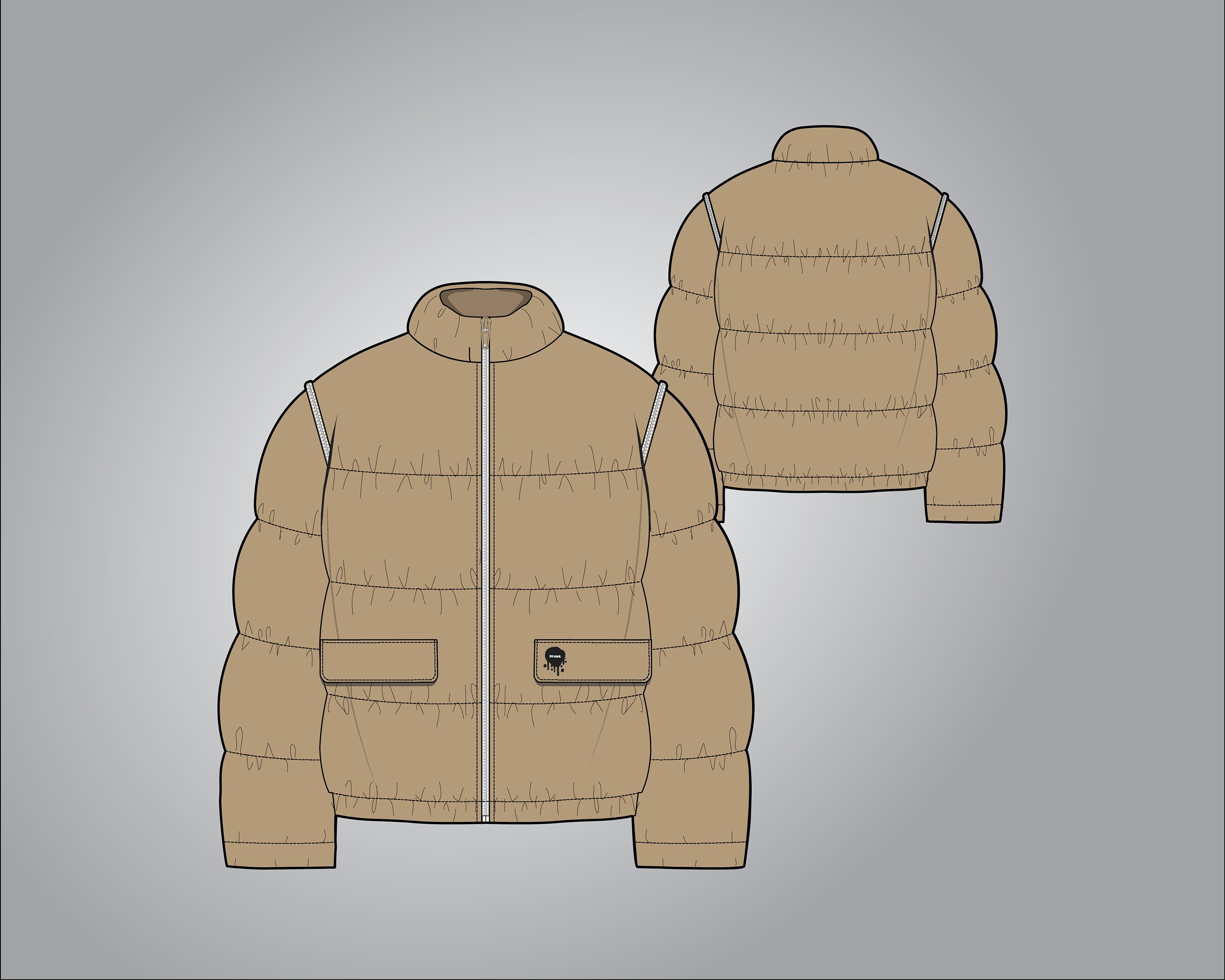 Digital Puffer Jacket Vector Mockup Design Tech Pack Cad File - Etsy