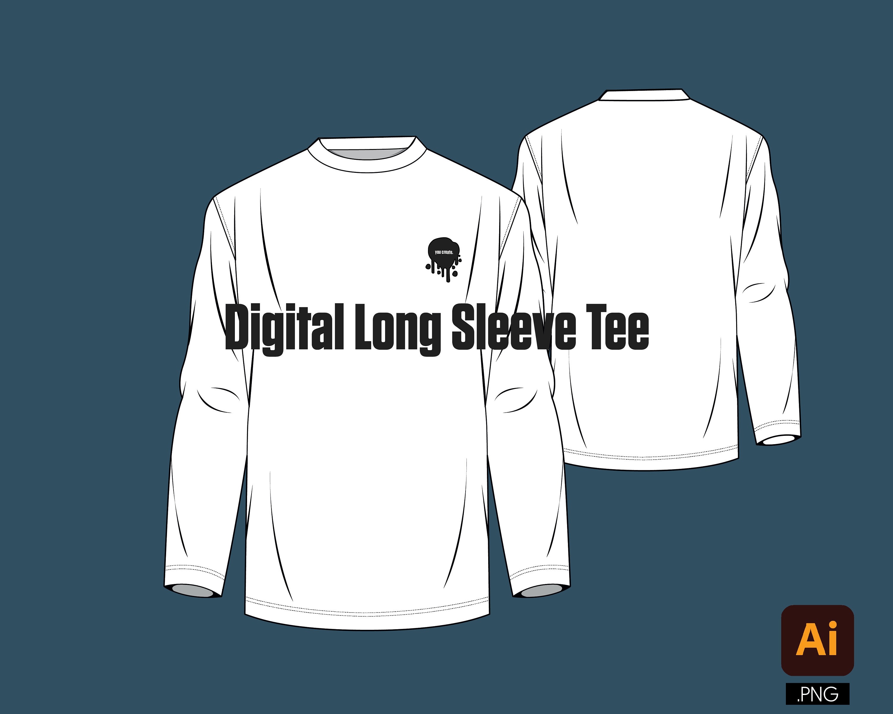 Digital Long Sleeve Tech Pack Silhouette Vector Design Illustrator ...