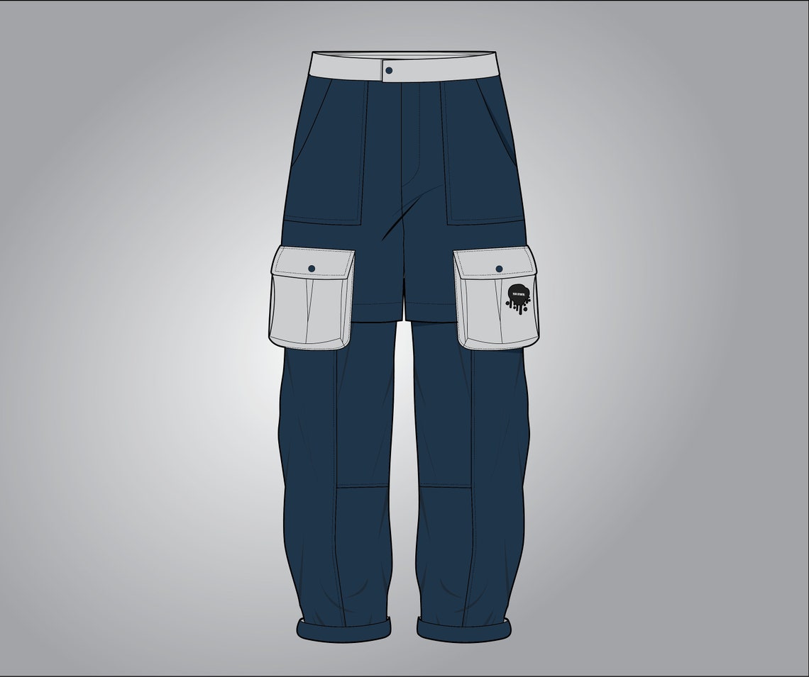 Streetwear Tech Pack Cargo Pants Baggy Vector Silhouette Editable ...