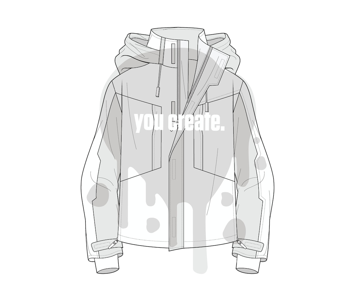 Digital Tech Jacket Tech Pack Illustrator Vector Sketch Streetwear ...