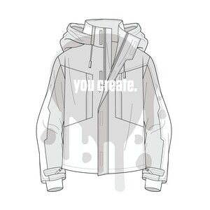 Digital Tech Jacket Tech Pack Illustrator Vector Sketch Streetwear ...