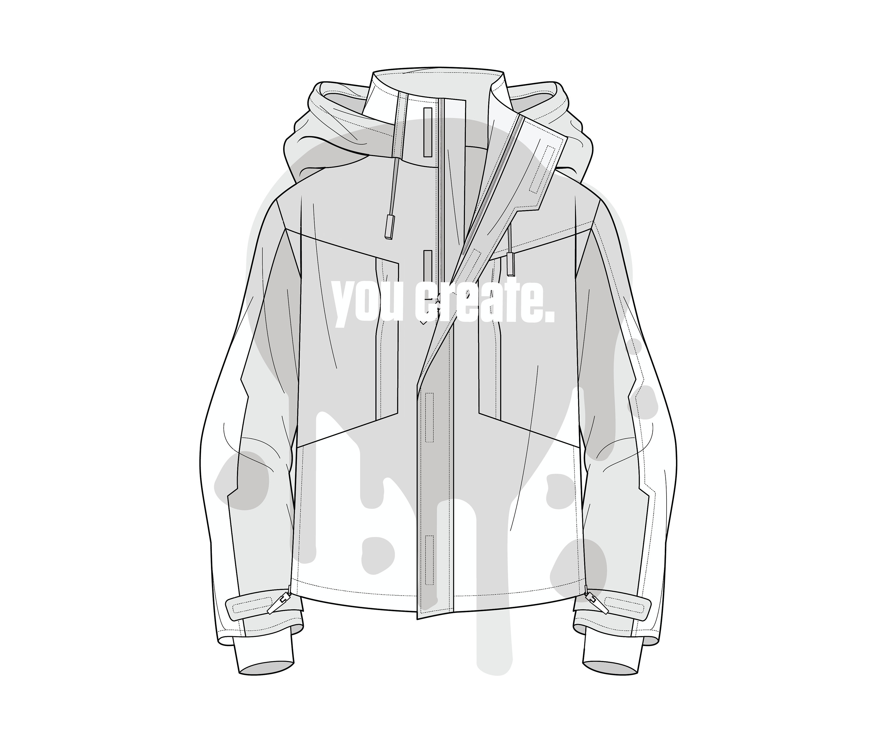 Digital Tech Jacket Tech Pack Illustrator Vector Sketch Streetwear ...