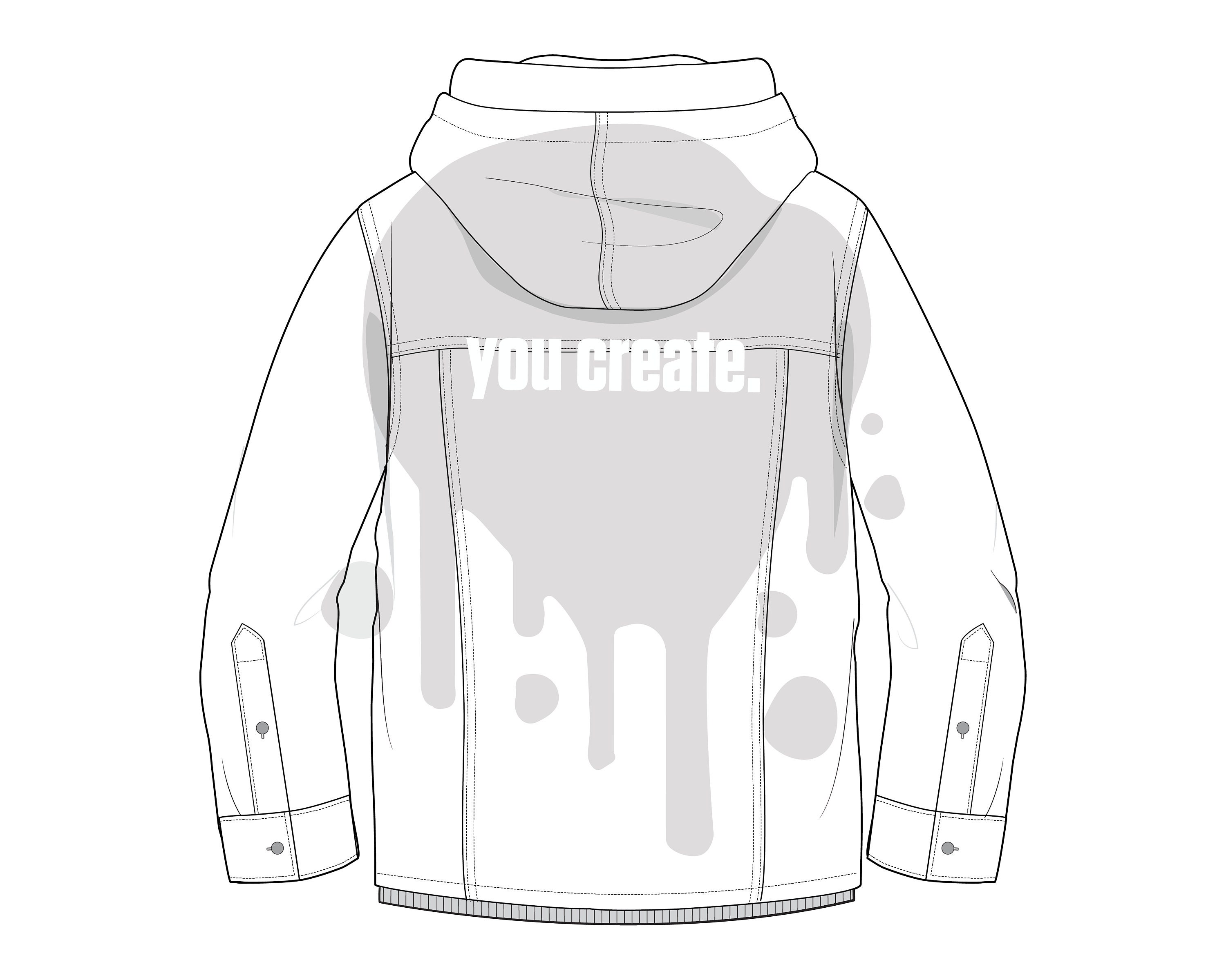 Digital Windbreaker Tech Pack Mock up Vector Template Design Editable ...