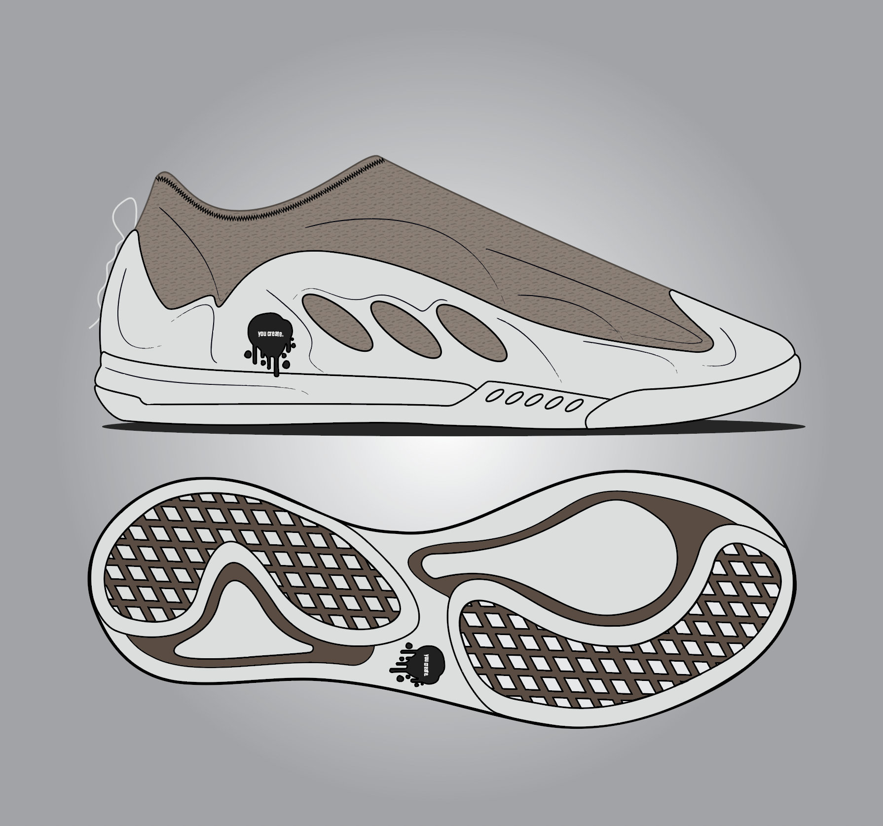 Digital Shoe Vector Mock up Template | Sneaker Outline Illustrator ...