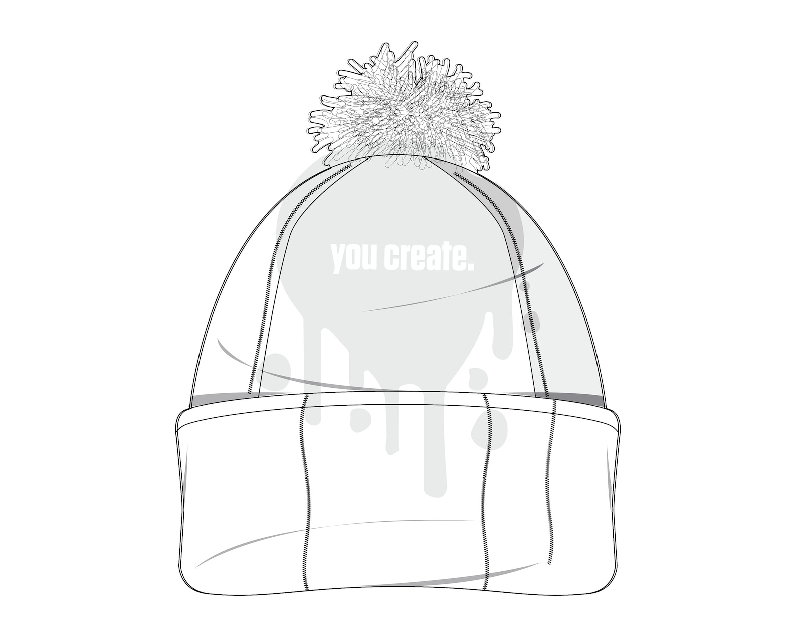 Digital Beanie Tech Pack Design Fashion Vector Mockup Template ...