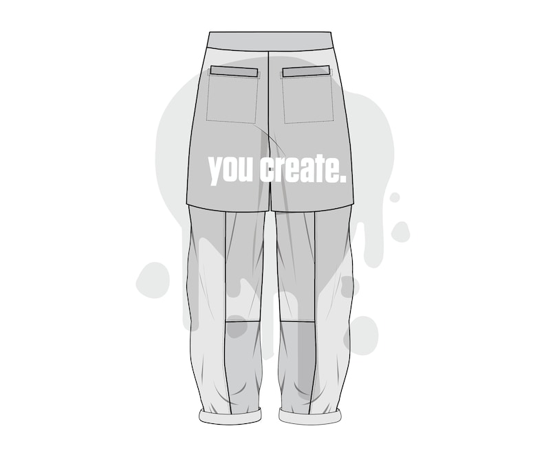 Streetwear Tech Pack Cargo Pants Baggy Vector Silhouette Editable ...