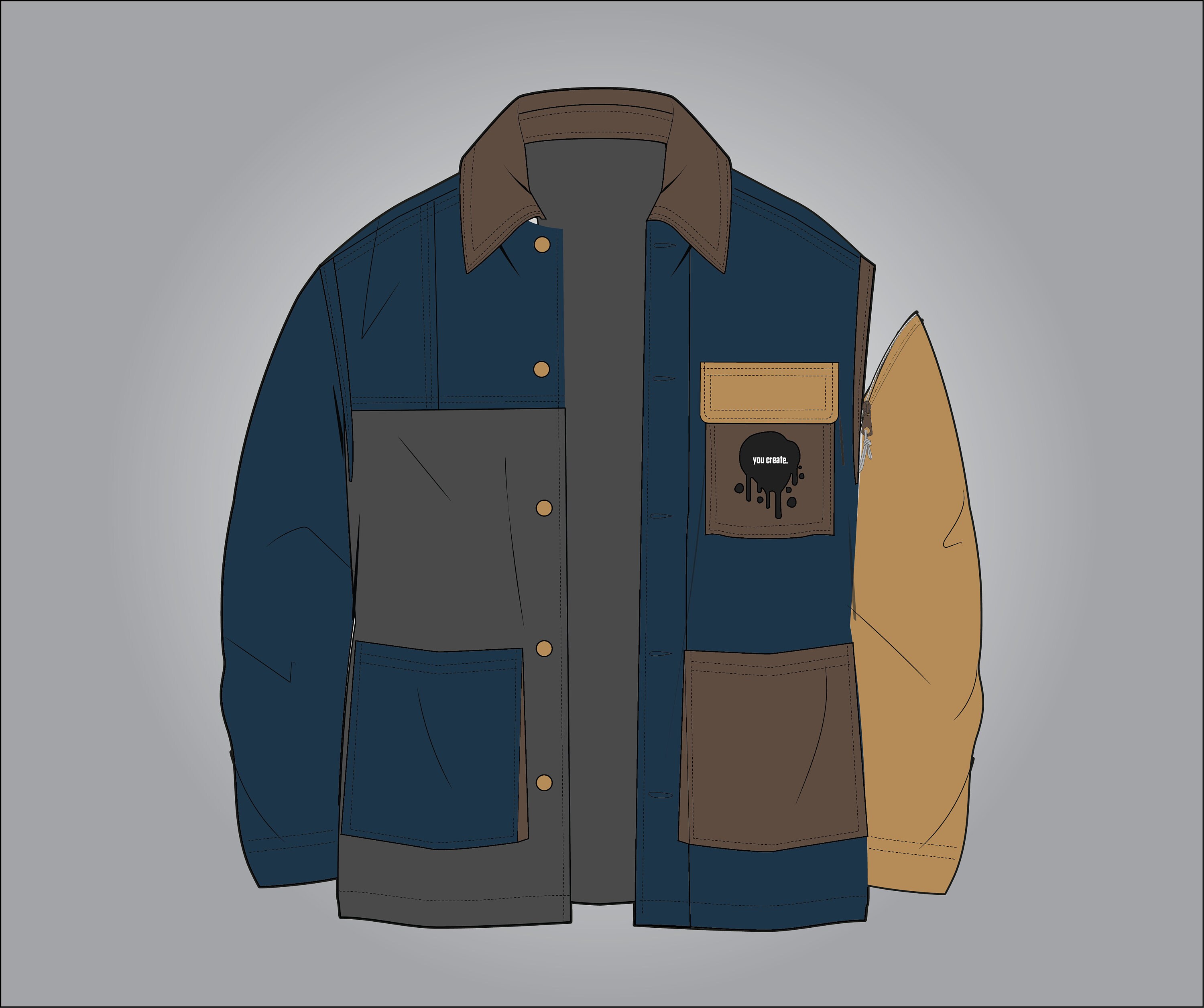 Denim Jacket Tech Pack Vector Image Mockup Template Streetwear ...