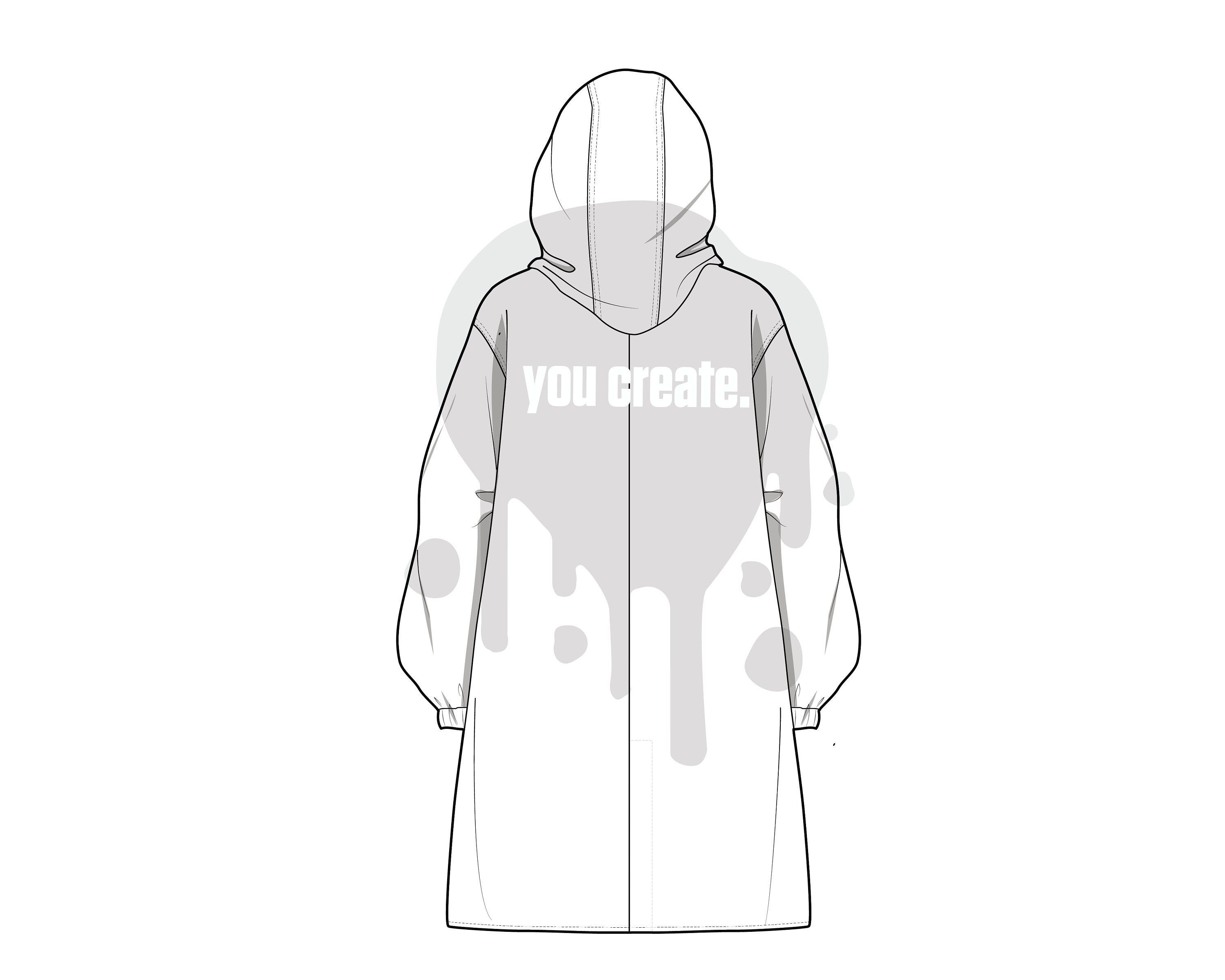 Digital Parka Mockup Template Tech Pack Design Streetwear Fashion ...