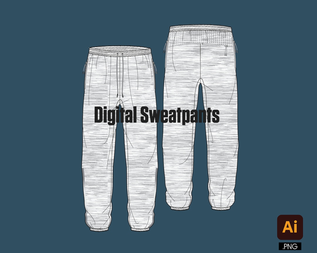 Digital Sweatpants Tech Pack Vector Streetwear Mockup Template Design ...