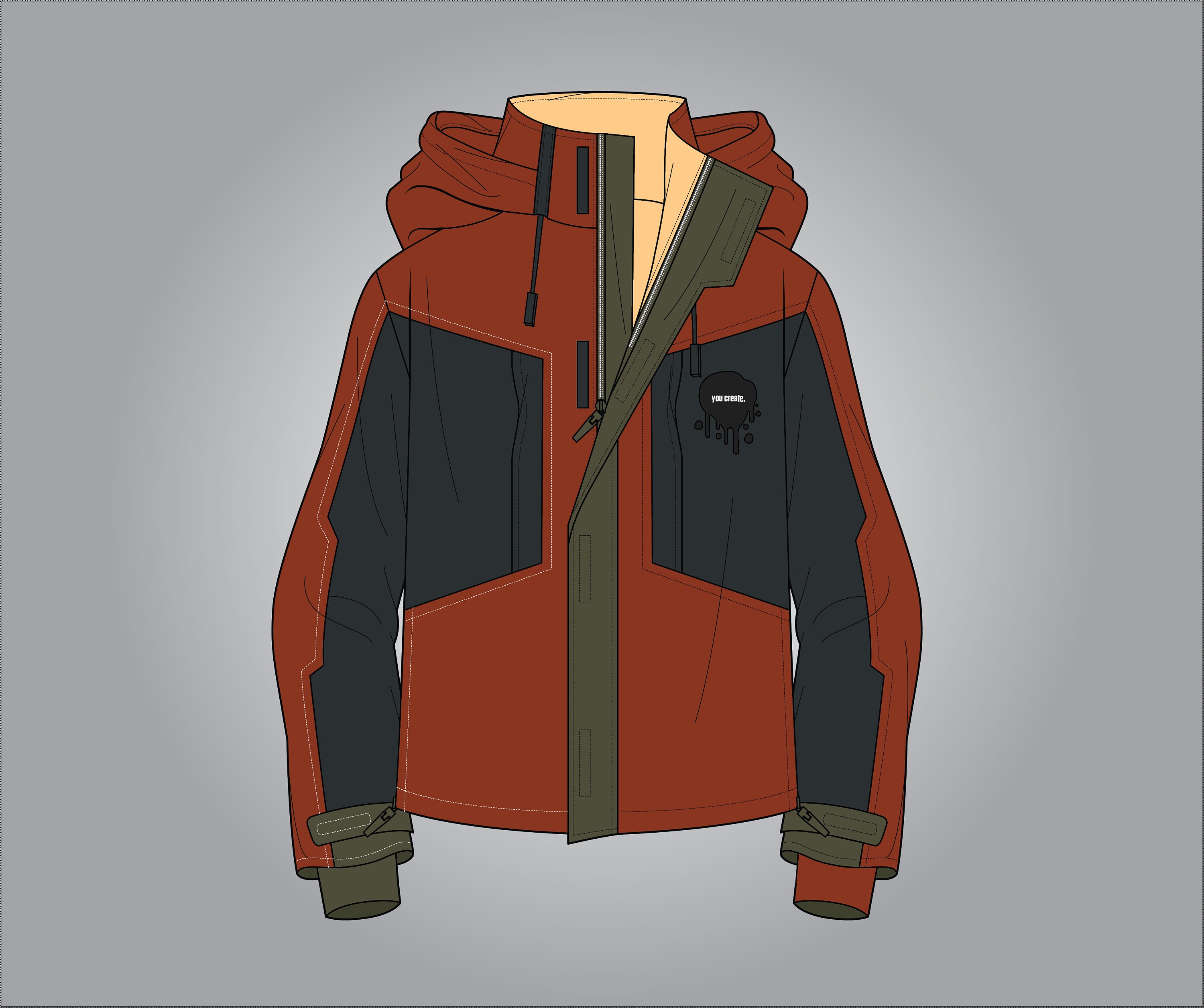 Digital Tech Jacket Tech Pack Illustrator Vector Sketch Streetwear ...