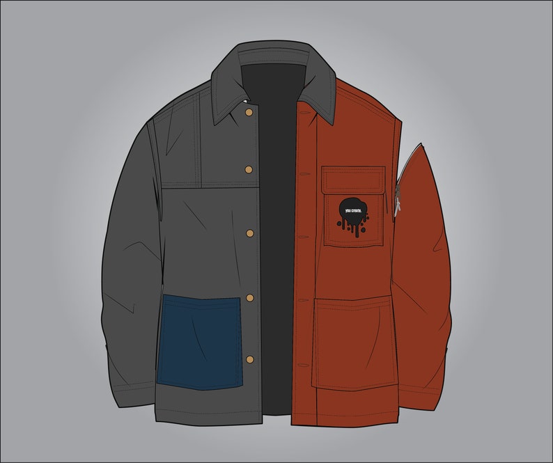 Denim Jacket Tech Pack Vector Image Mockup Template Streetwear ...