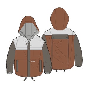 Digital Windbreaker II Tech Pack Vector Mockup Design Apparel Template ...