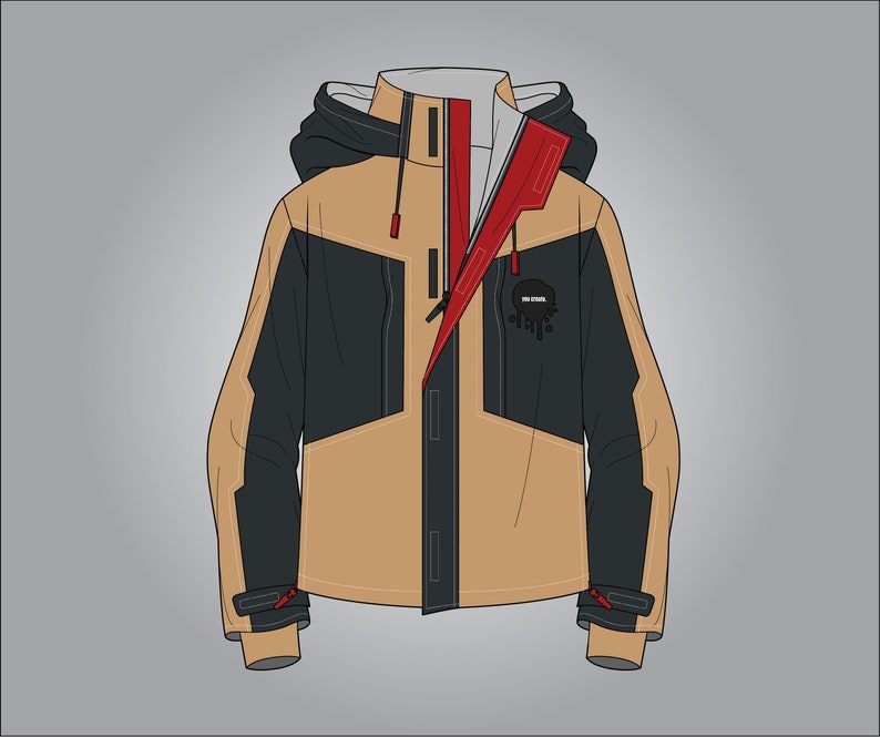 Digital Tech Jacket Tech Pack Illustrator Vector Sketch Streetwear ...