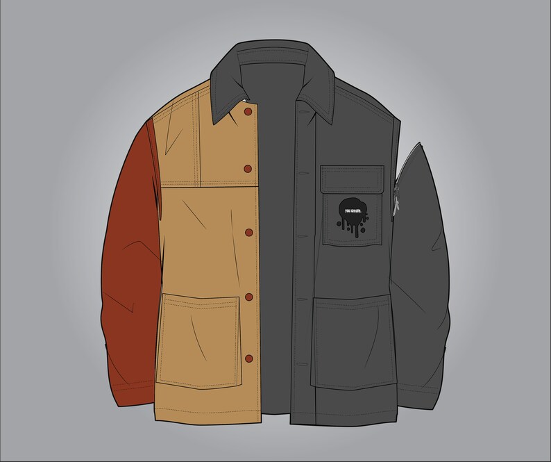 Denim Jacket Tech Pack Vector Image Mockup Template Streetwear - Etsy