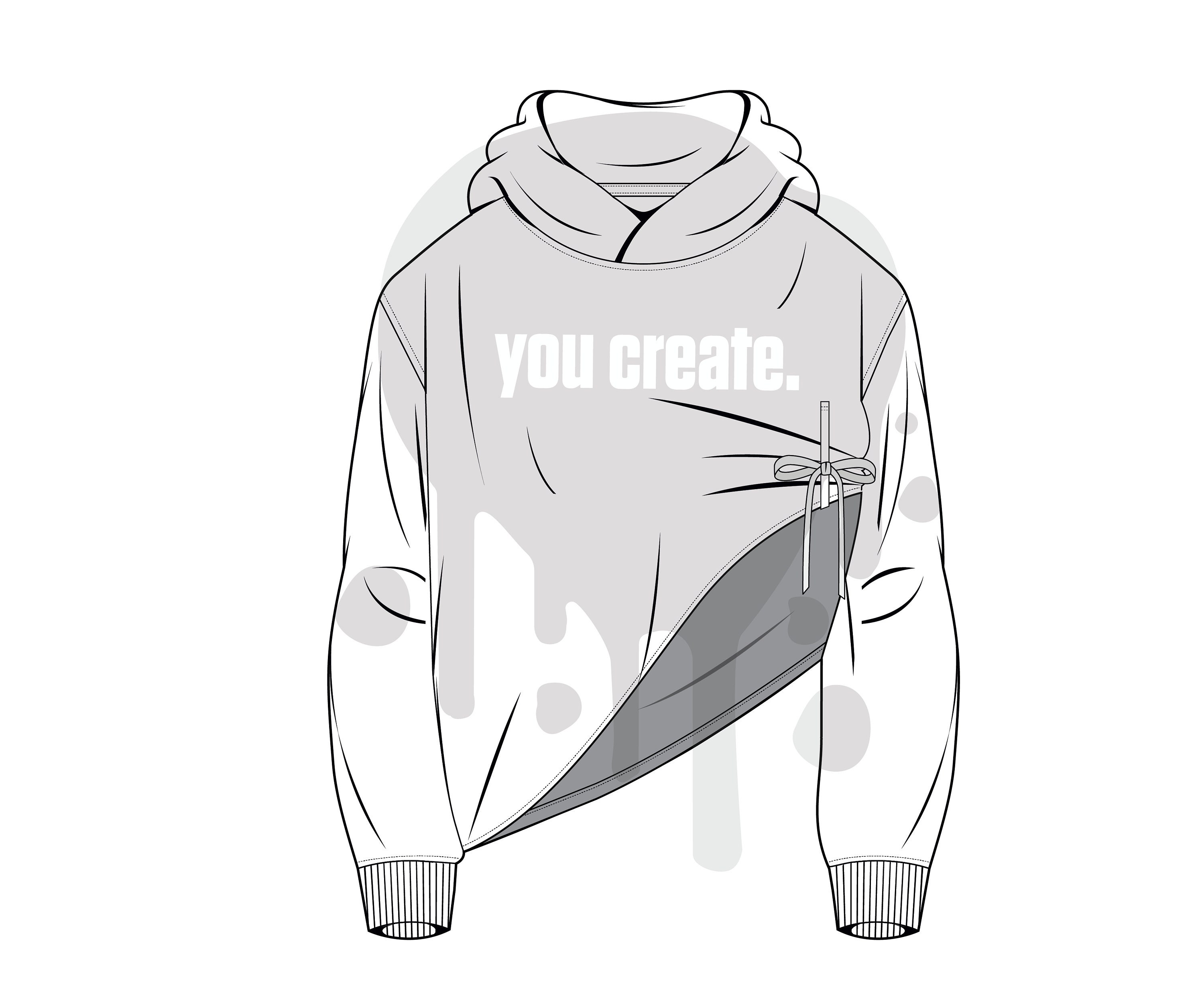Digital Hoodie Tech Pack Vector Image Illustrator Editable Streetwear ...