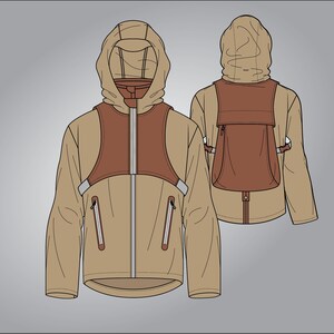 Digital Streetwear Jacket Tech Pack Vector Design Template | Fashion ...