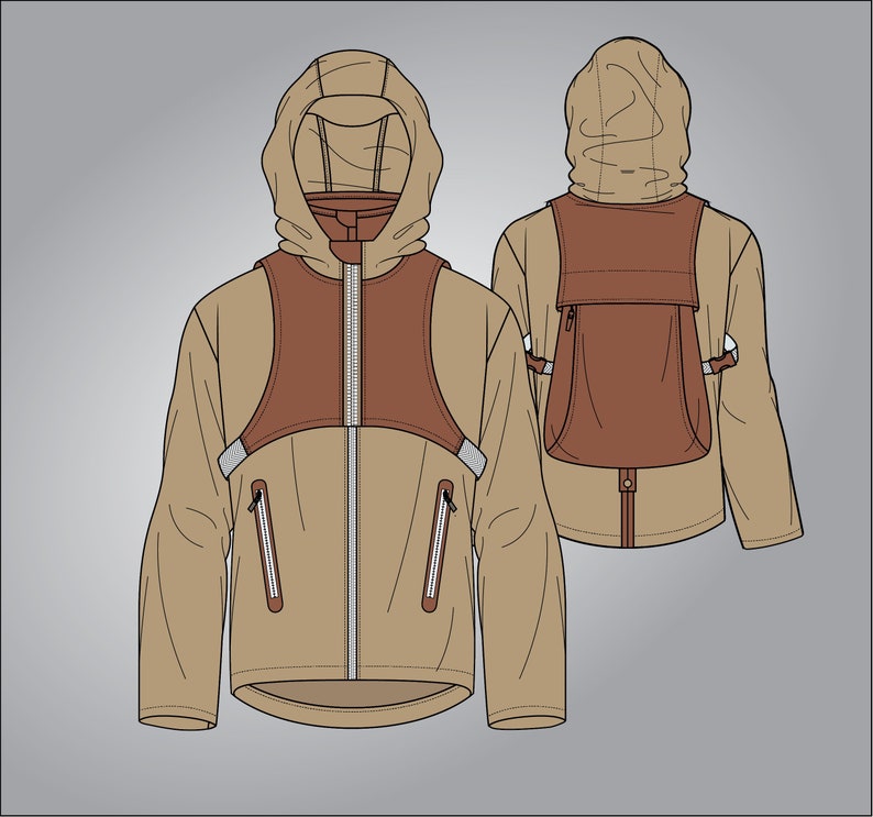 Digital Streetwear Jacket Tech Pack Vector Design Template | Fashion ...