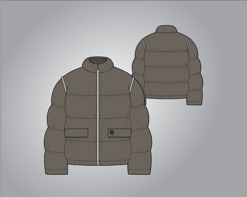Digital Puffer Jacket Vector Mockup Design Tech Pack Cad File - Etsy