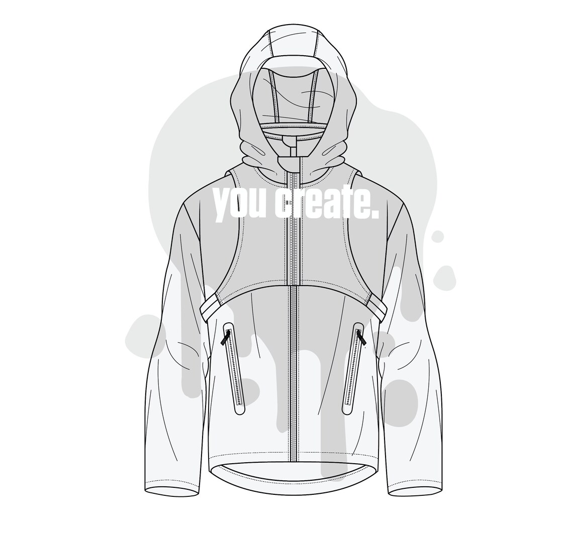 Digital Streetwear Jacket Tech Pack Vector Design Template | Fashion ...