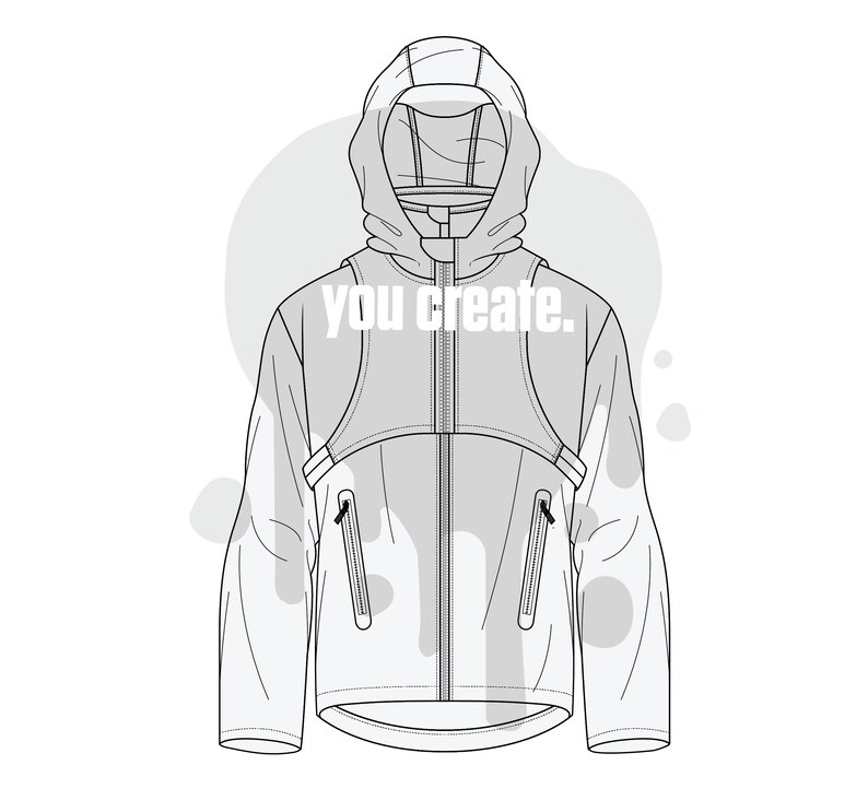 Digital Streetwear Jacket Tech Pack Vector Design Template | Fashion ...