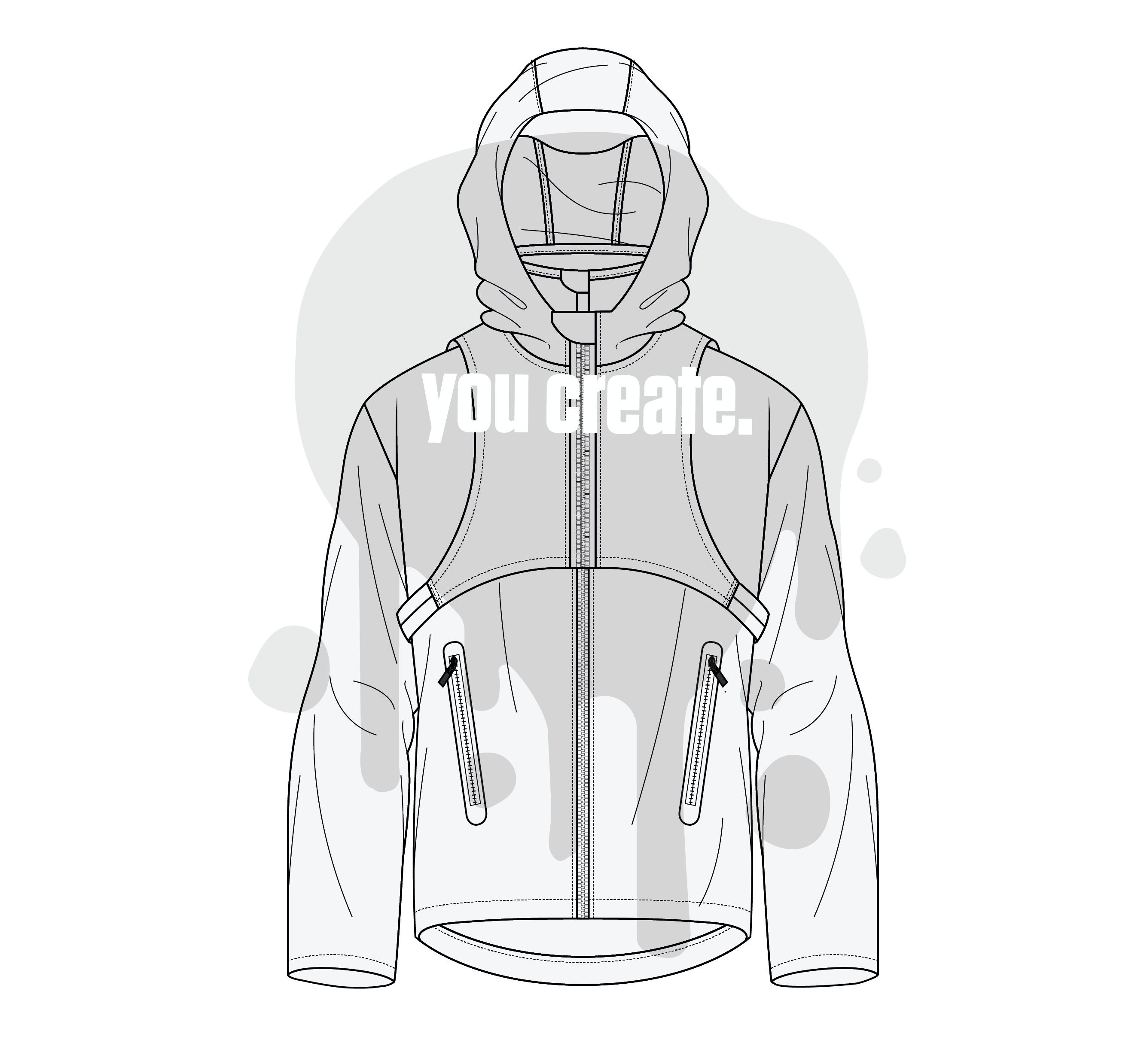 Digital Streetwear Jacket Tech Pack Vector Design Template | Fashion ...