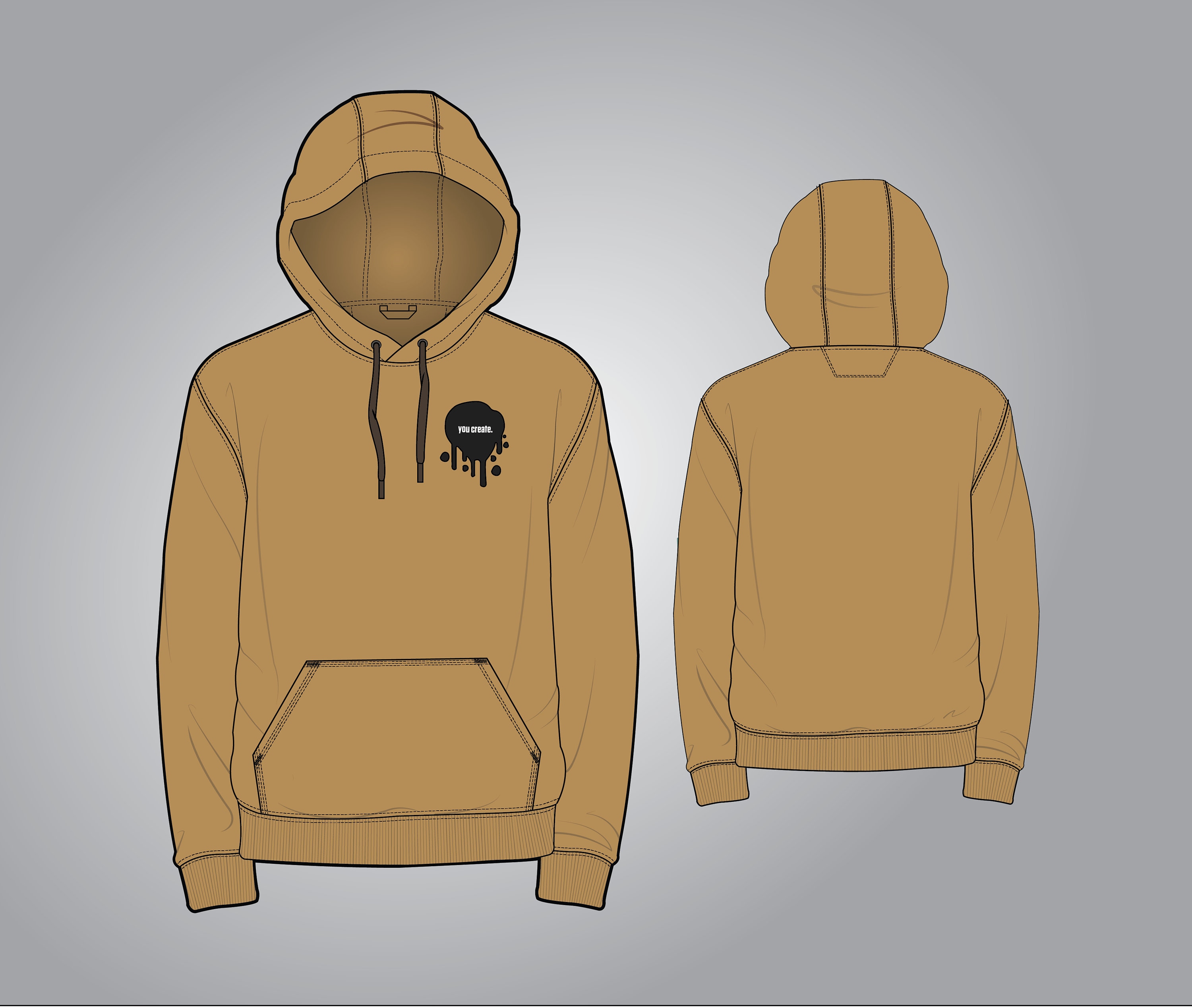 Digital Hoodie Vector Streetwear Fashion Design Template Illustrator ...
