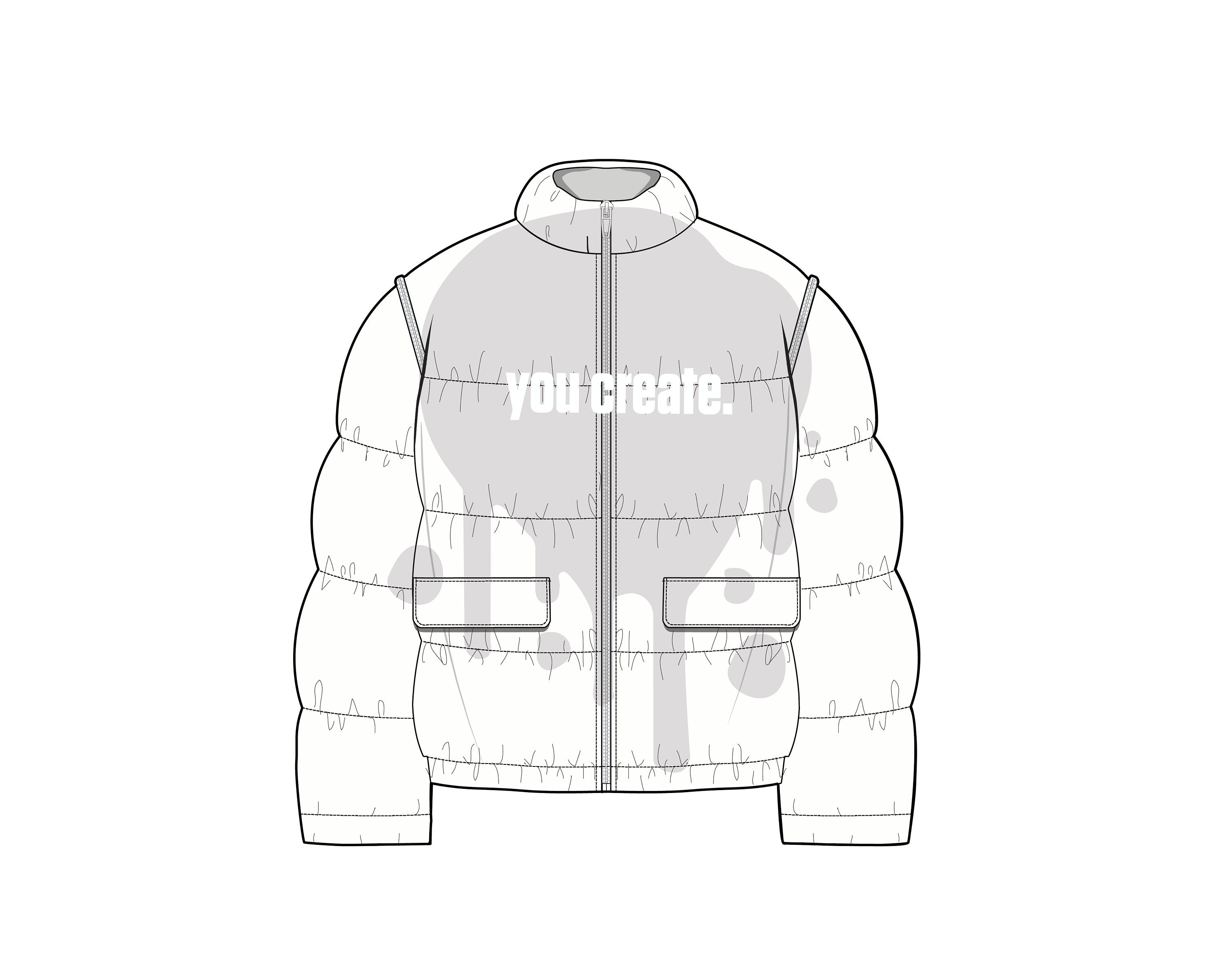 Digital Puffer Jacket Vector Mockup Design Tech Pack Cad File - Etsy