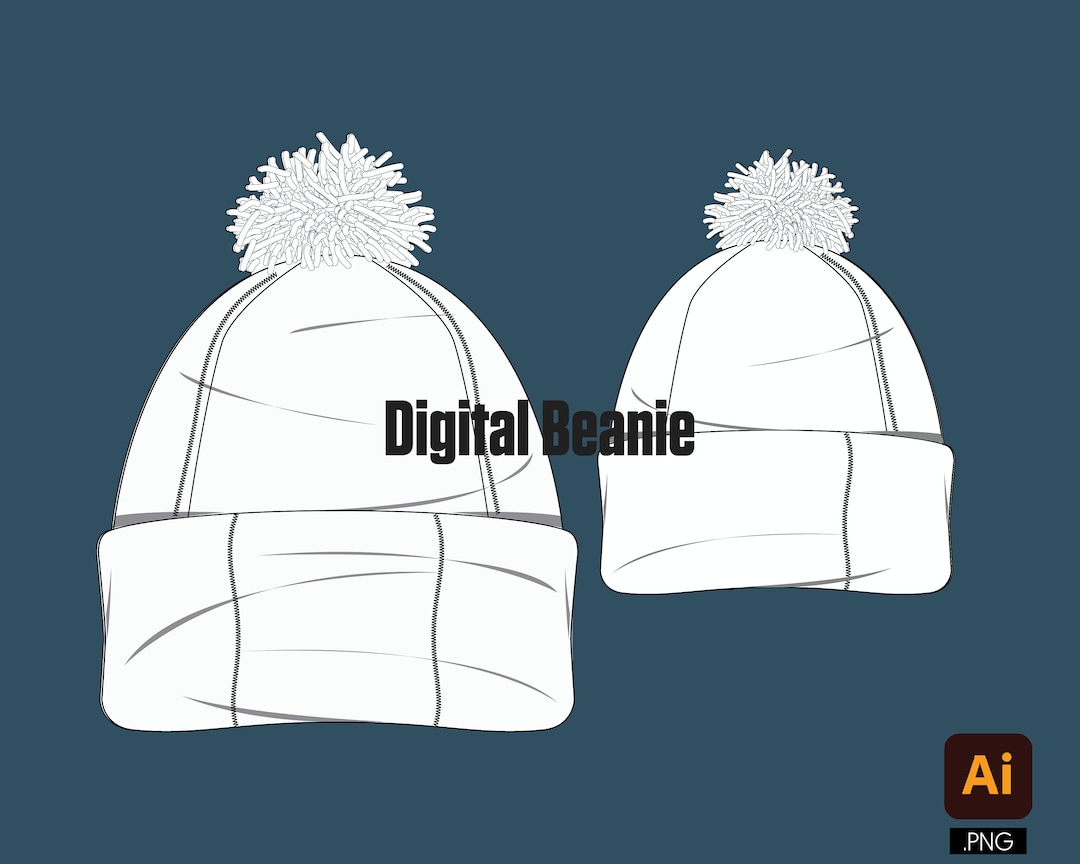 Digital Beanie Tech Pack Design Fashion Vector Mockup Template ...