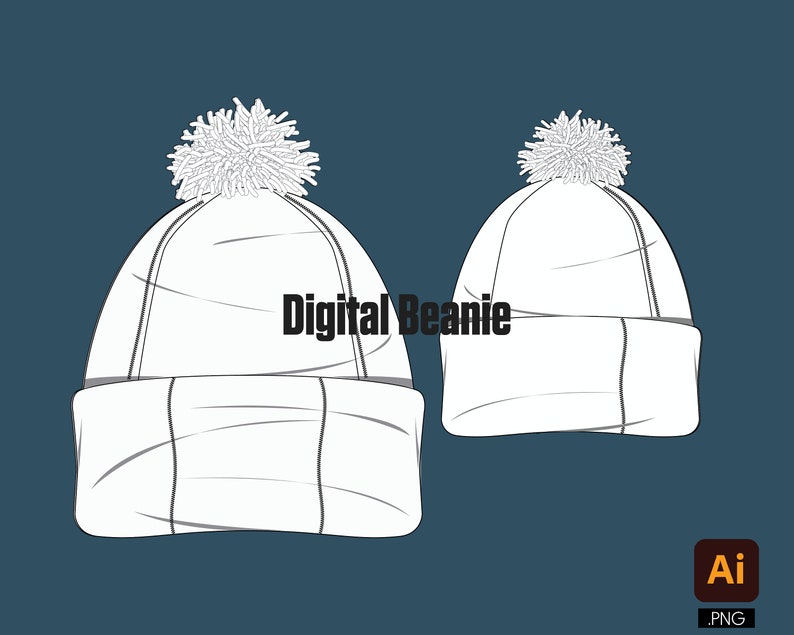 Digital Beanie Tech Pack Design Fashion Vector Mockup Template ...