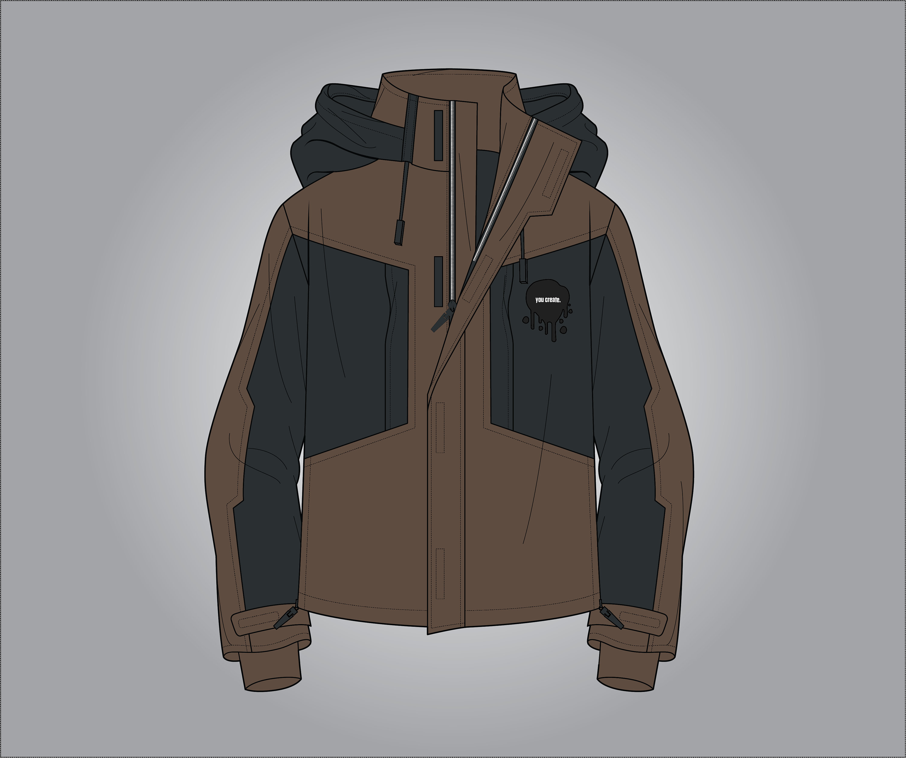 Digital Tech Jacket Tech Pack Illustrator Vector Sketch Streetwear ...