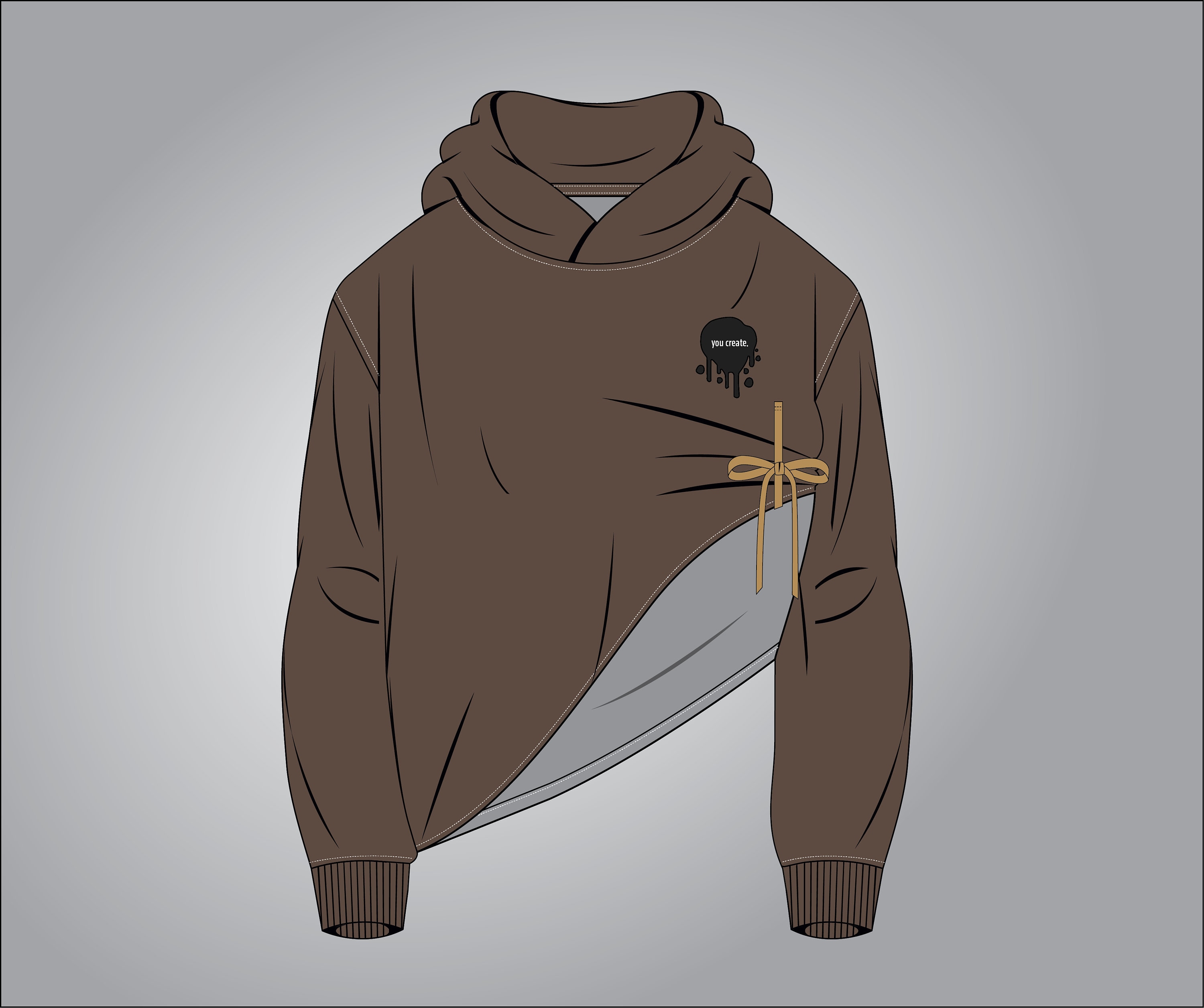 Digital Hoodie Tech Pack Vector Image Illustrator Editable Streetwear ...