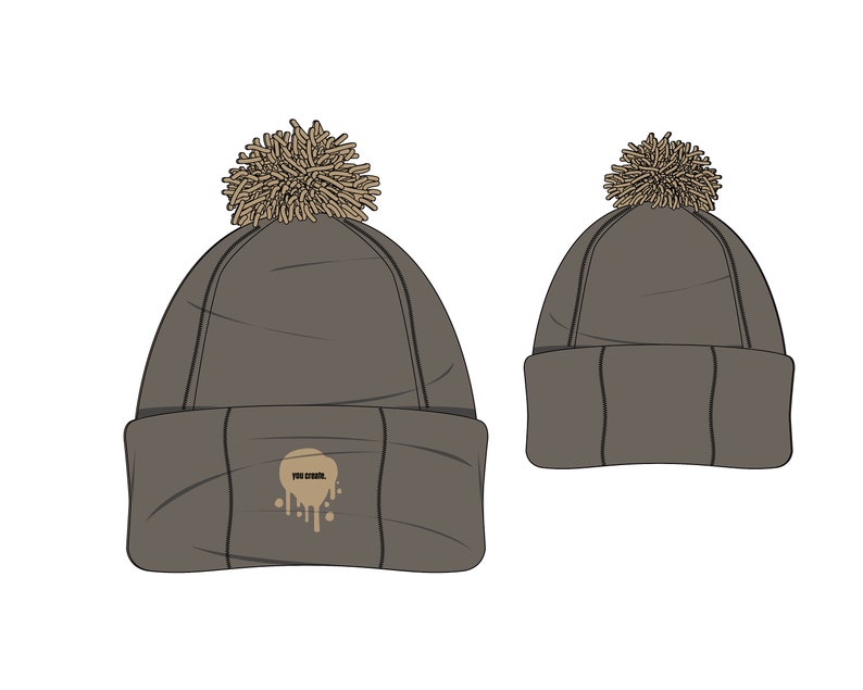 Digital Beanie Tech Pack Design Fashion Vector Mockup Template ...