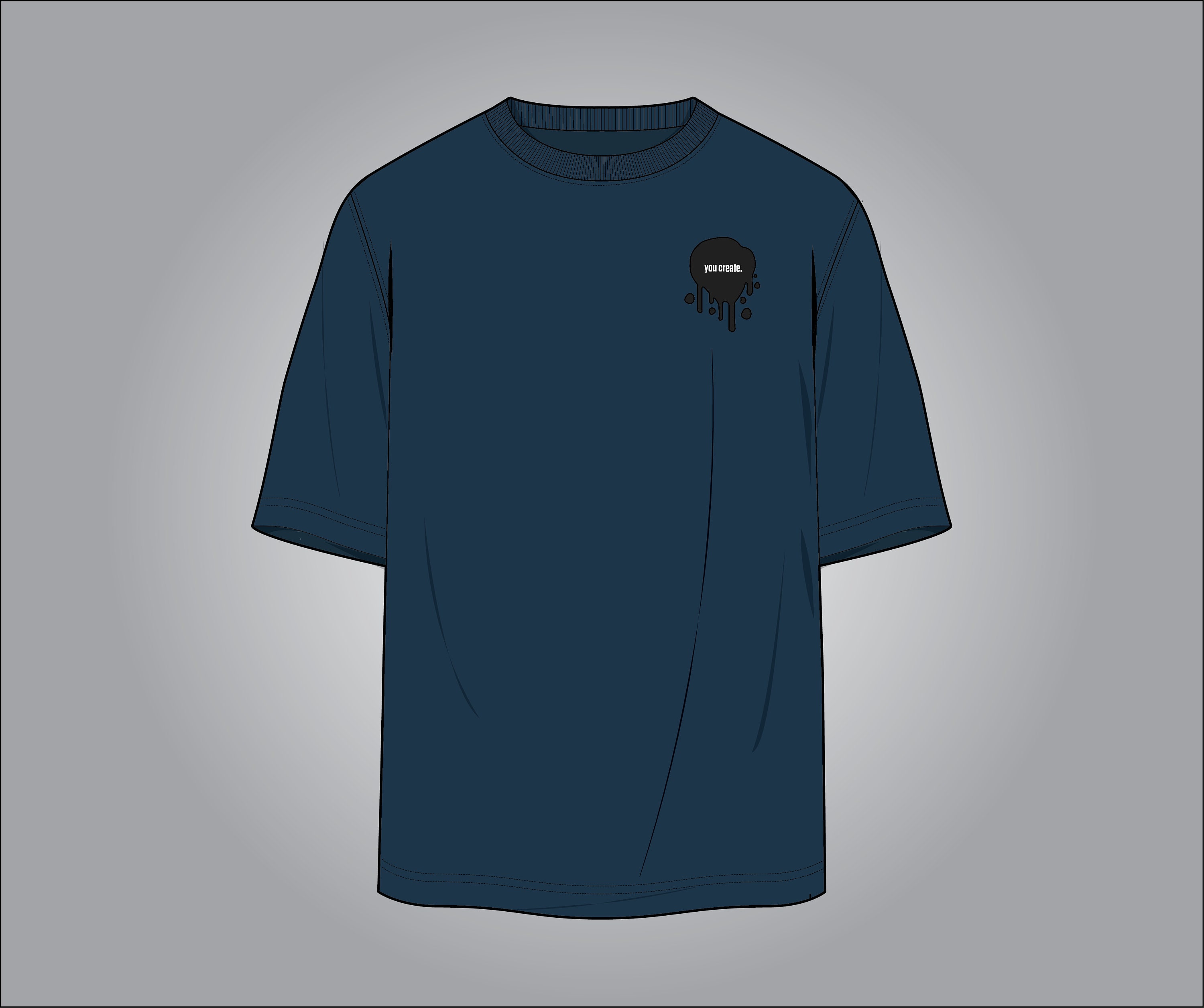 Digital T-shirt Tech Pack Base Template Vector | Fashion Oversized Tee ...