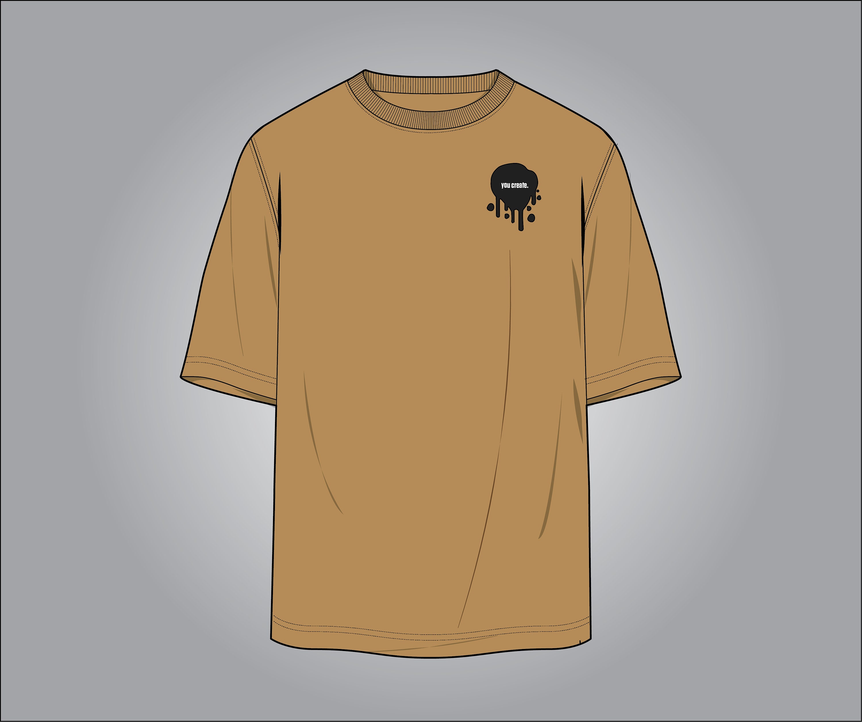 Digital T-shirt Tech Pack Base Template Vector | Fashion Oversized Tee ...