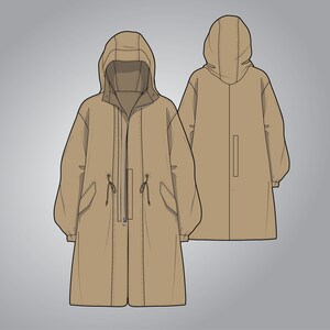 Digital Parka Mockup Template Tech Pack Design Streetwear Fashion ...