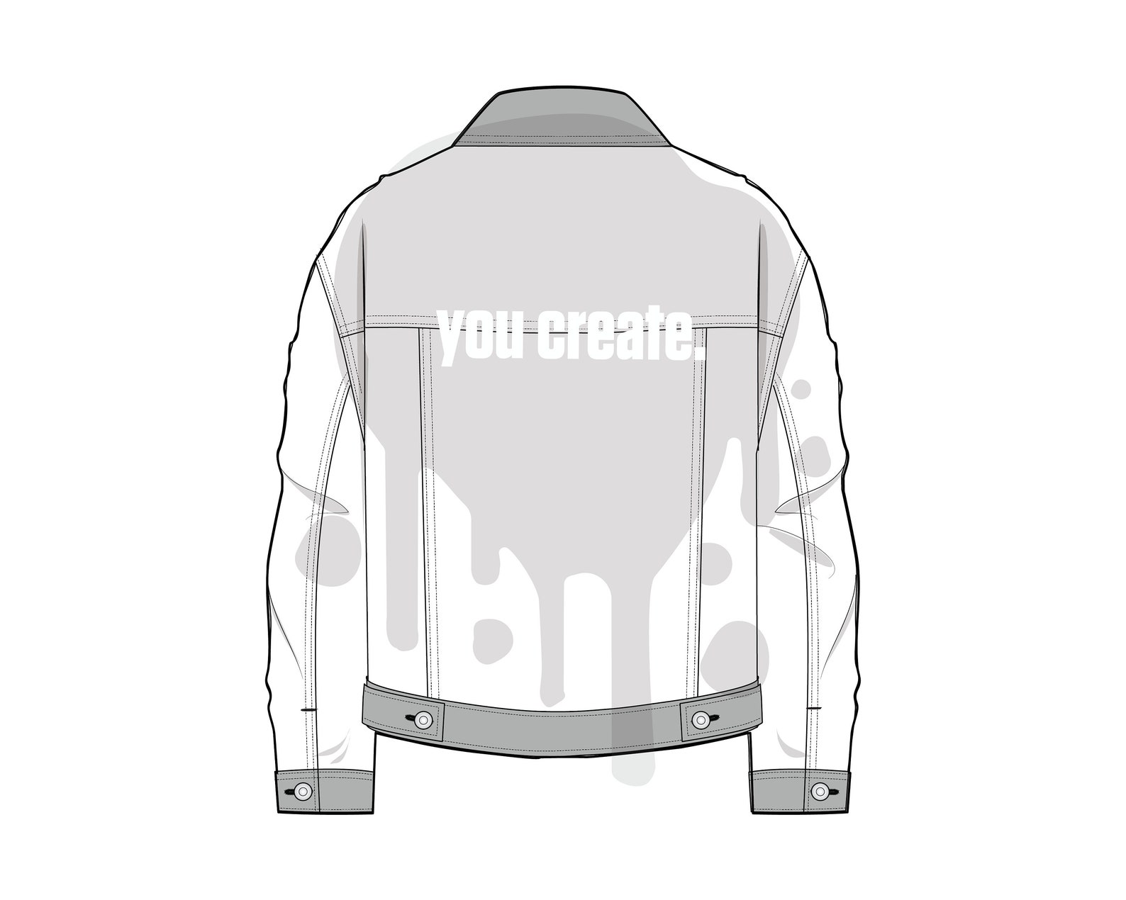 Digital Collard Jacket Tech Pack Vector Design Template Mockup 2d Line ...