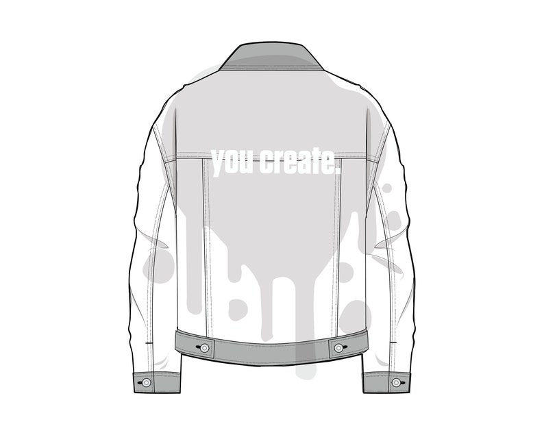 Digital Collard Jacket Tech Pack Vector Design Template Mockup 2d Line ...