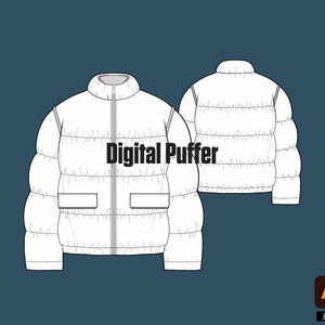 Digital Puffer Jacket Vector Mockup Design Tech Pack Cad File - Etsy