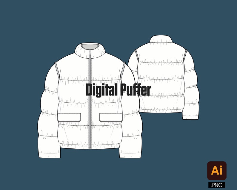 Digital Puffer Jacket Vector Mockup Design Tech Pack Cad File - Etsy