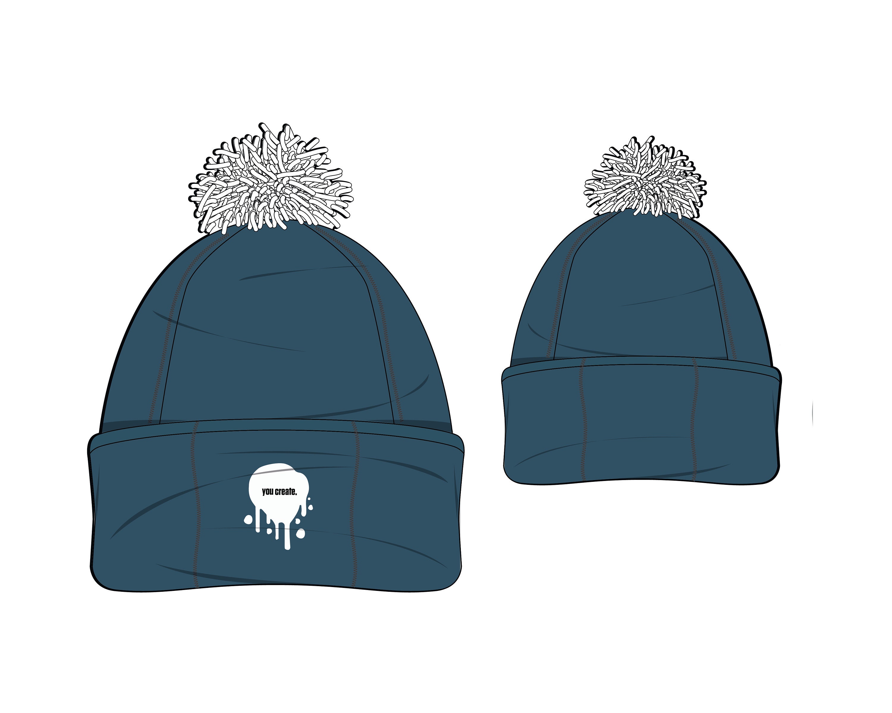 Digital Beanie Tech Pack Design Fashion Vector Mockup Template ...