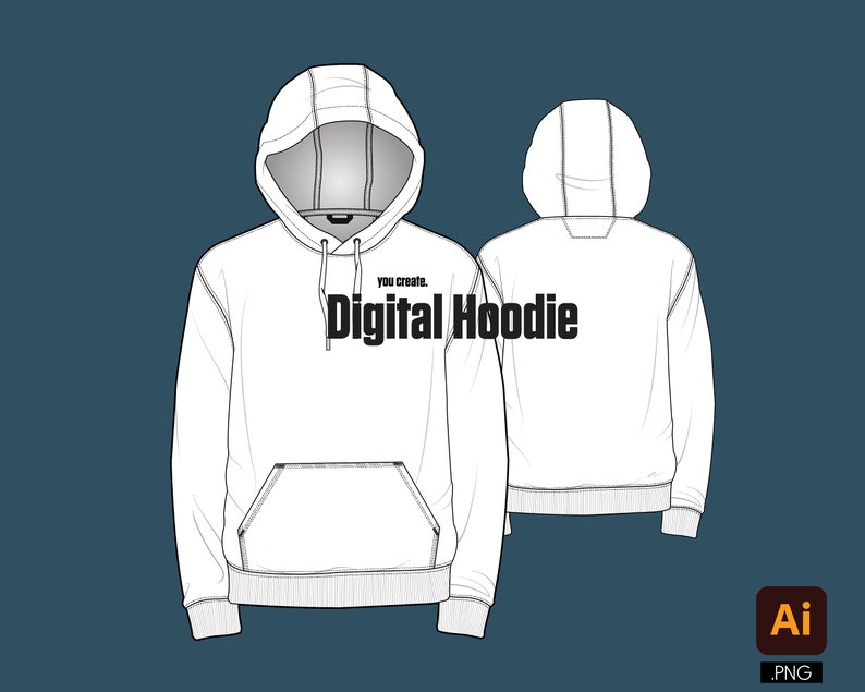 Digital Hoodie Vector Streetwear Fashion Design Template Illustrator ...