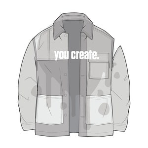 Denim Jacket Tech Pack Vector Image Mockup Template Streetwear ...