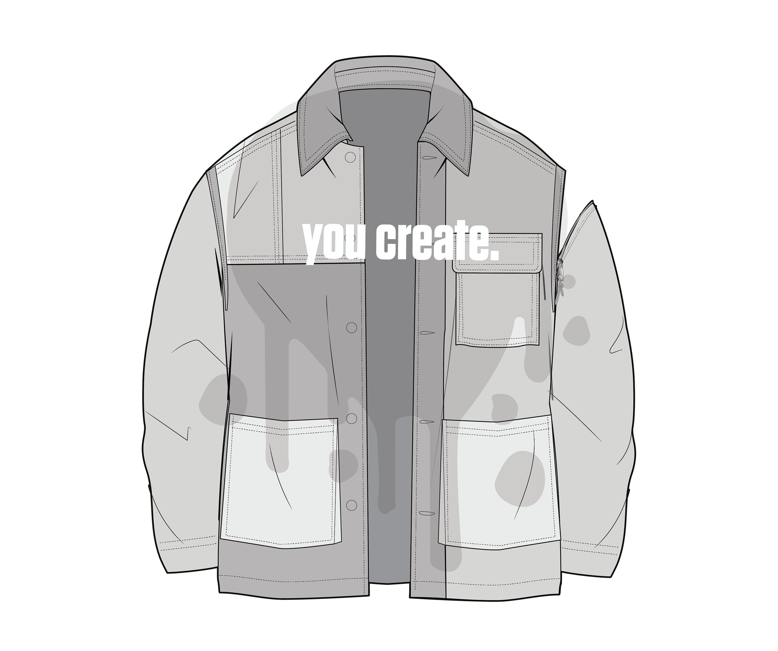 Denim Jacket Tech Pack Vector Image Mockup Template Streetwear ...