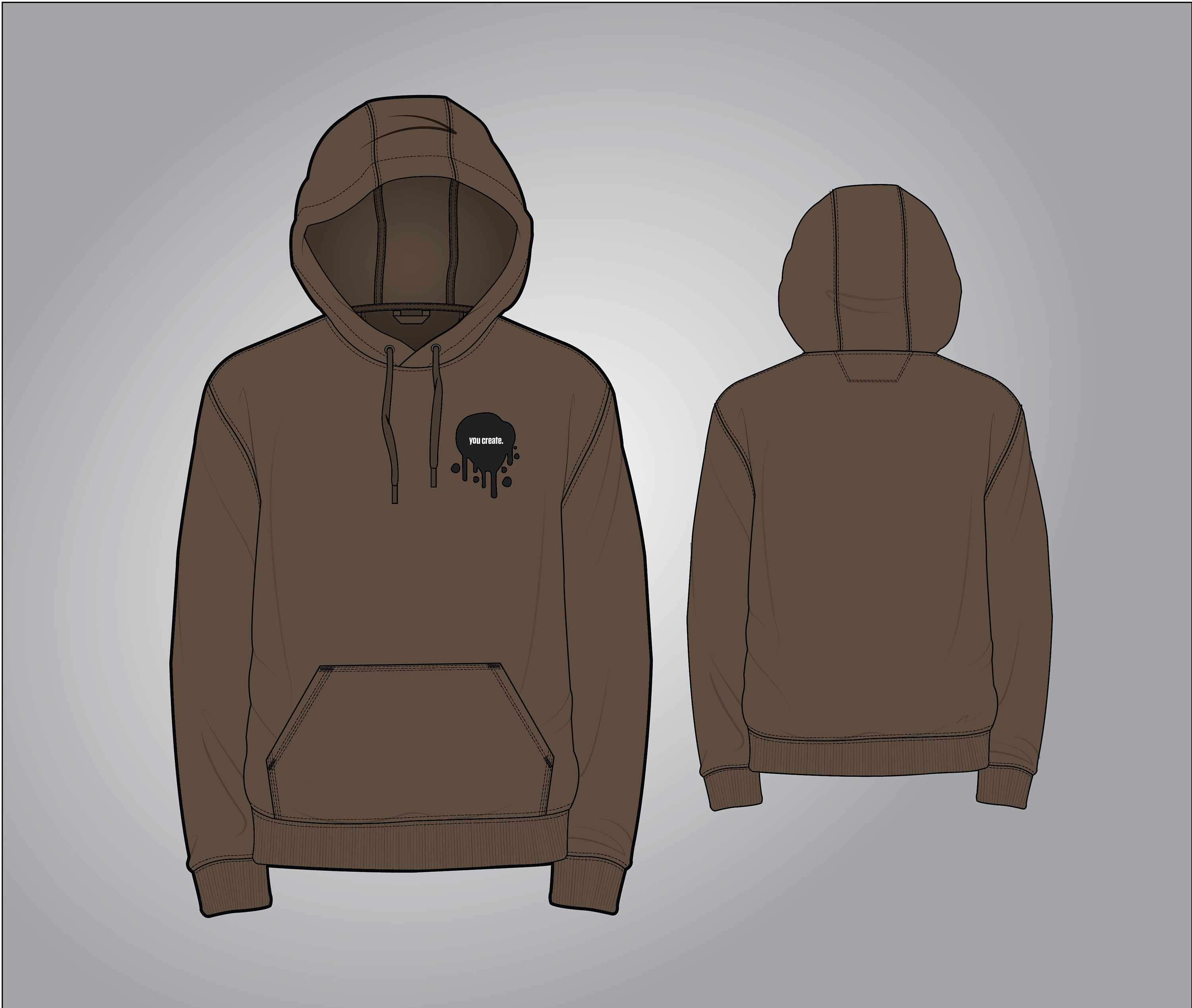 Digital Hoodie Vector Streetwear Fashion Design Template Illustrator ...