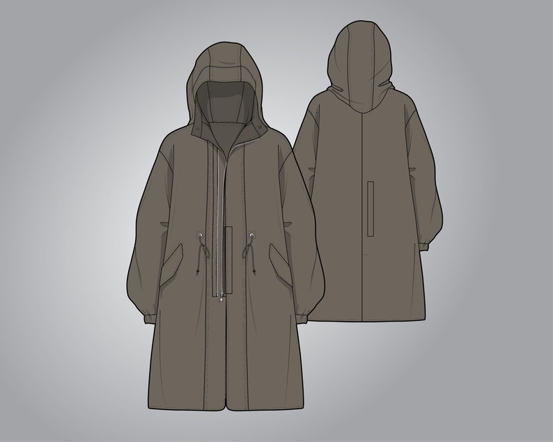 Digital Parka Mockup Template Tech Pack Design Streetwear Fashion ...