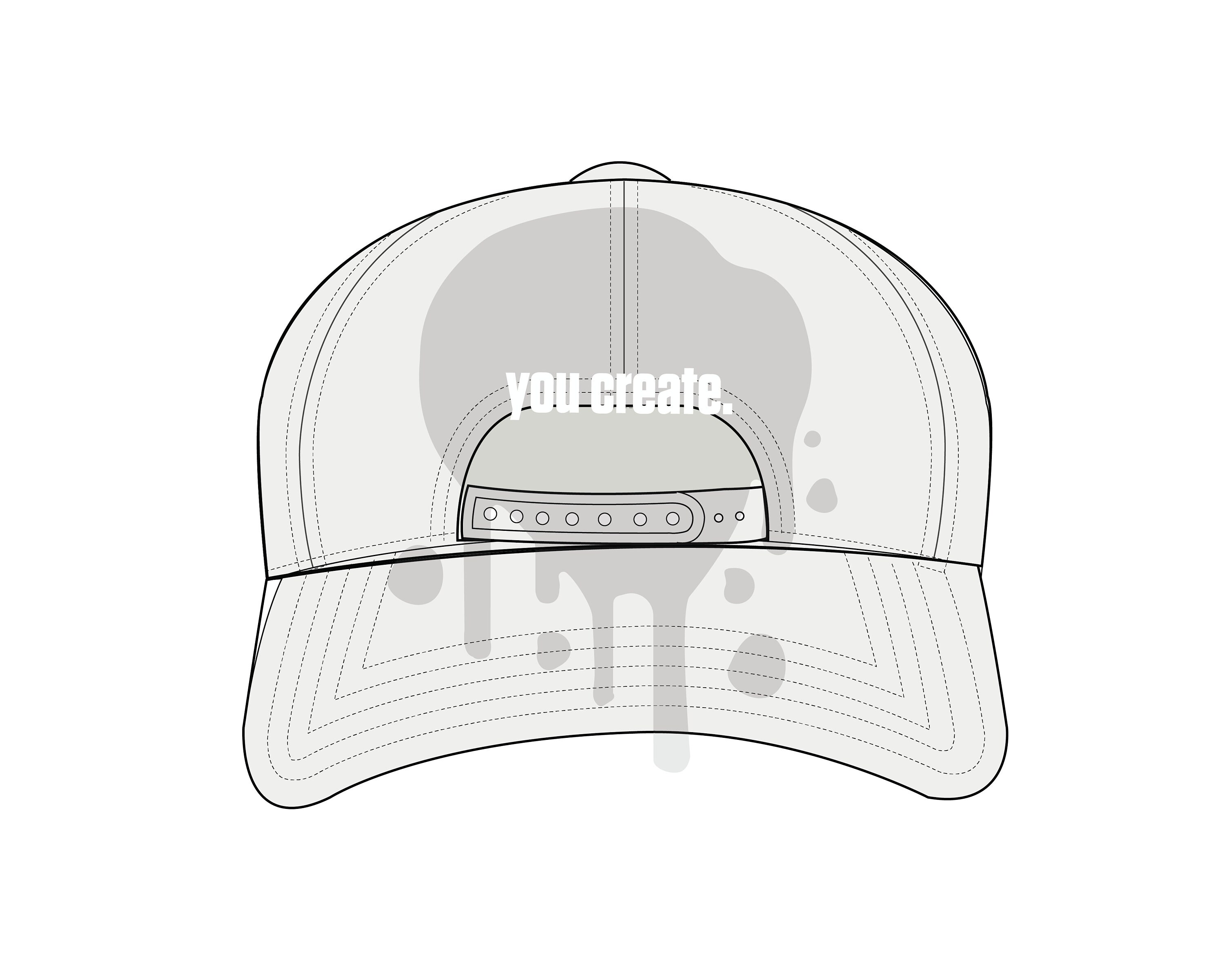 Digital 6 Panel Hat Streetwear Tech Pack Vector Editable 2d Illustrator ...