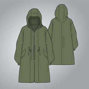 Digital Parka Mockup Template Tech Pack Design Streetwear Fashion ...