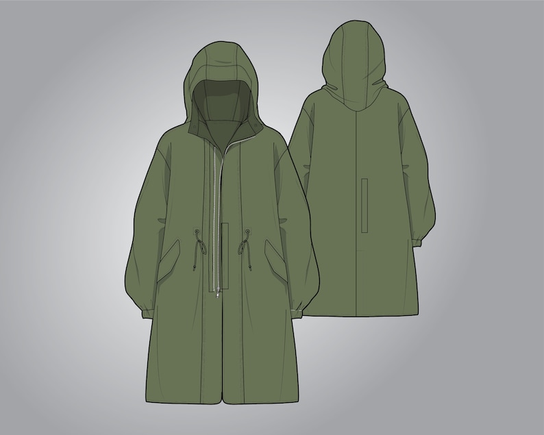 Digital Parka Mockup Template Tech Pack Design Streetwear Fashion ...