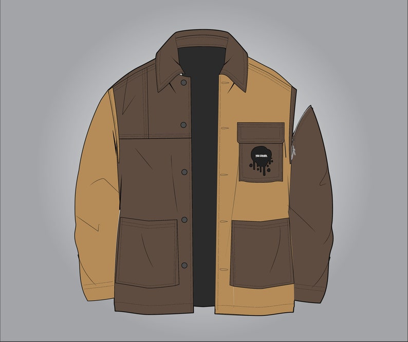 Denim Jacket Tech Pack Vector Image Mockup Template Streetwear ...